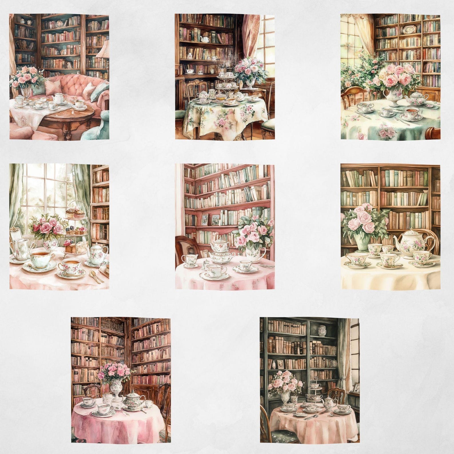 Victorian Tea in the Library Journal Pages – 26 Watercolor Jpgs ...