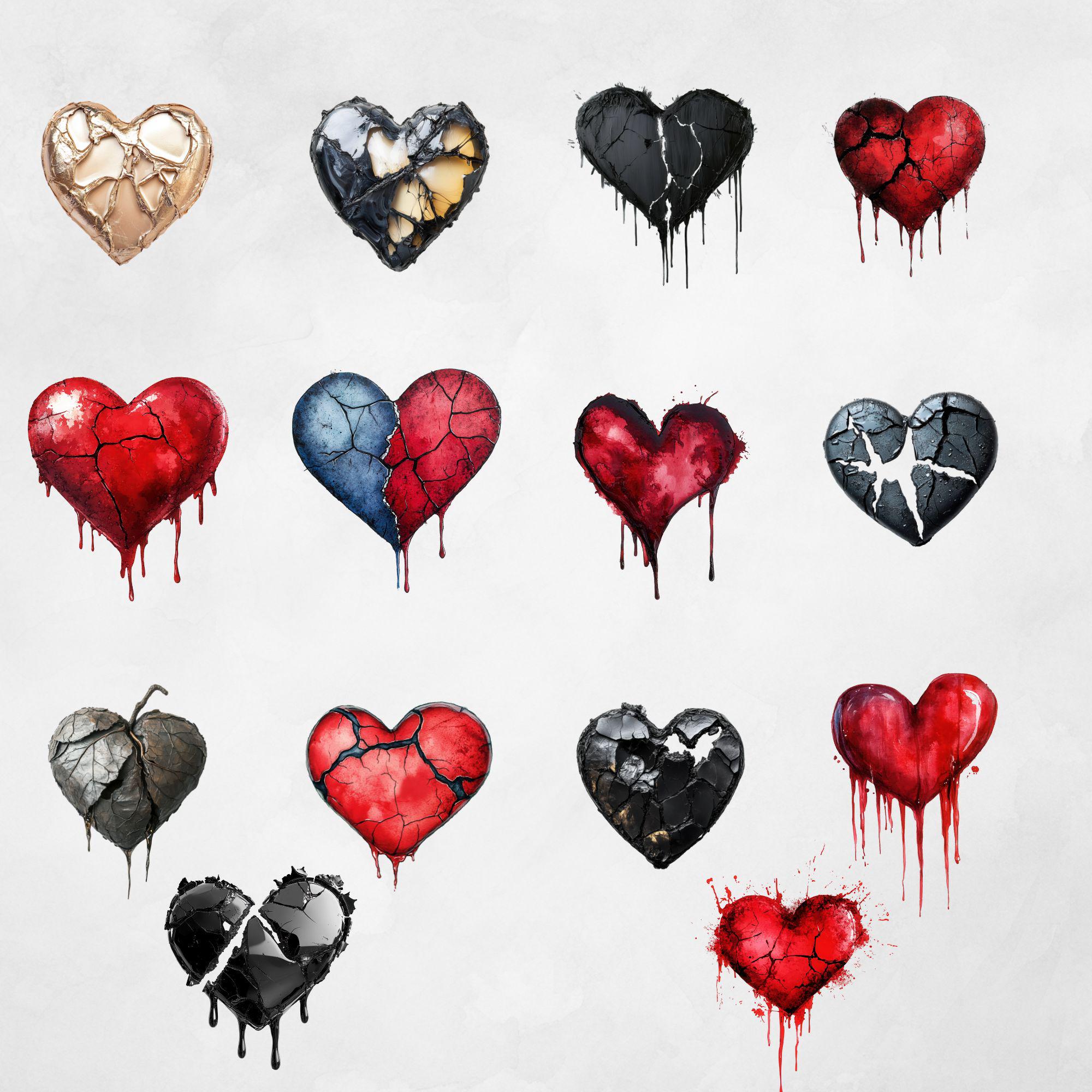 Broken Hearts Clipart Set, 33 Transparent Pngs for Commercial Use ...