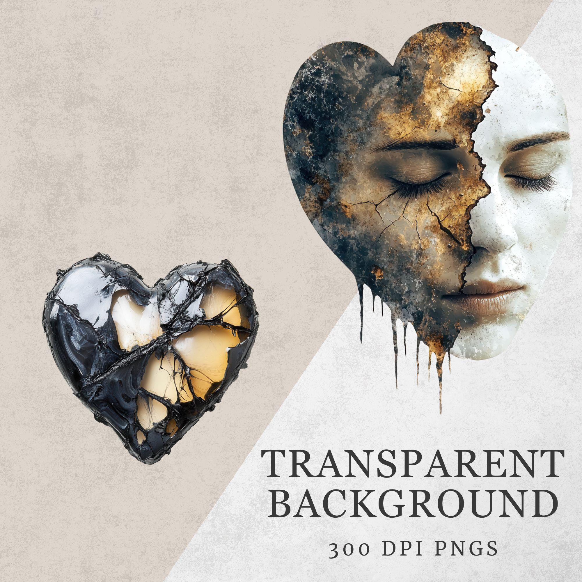 Broken Hearts Clipart Set, 33 Transparent Pngs for Commercial Use ...