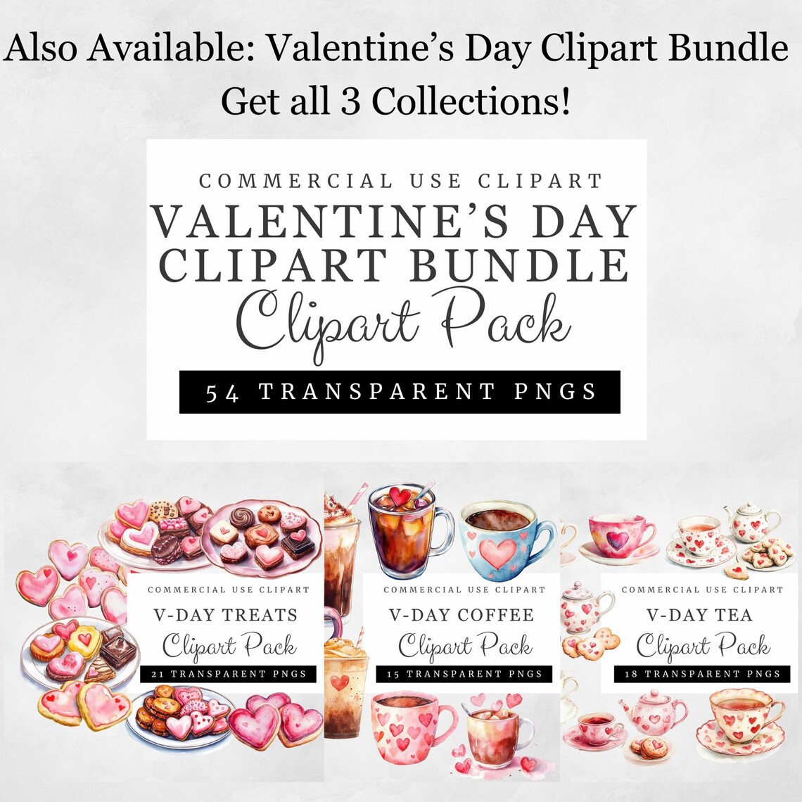 Watercolor Valentine's Day Tea, Teapot, Cookies & Hearts Clipart, 18 ...