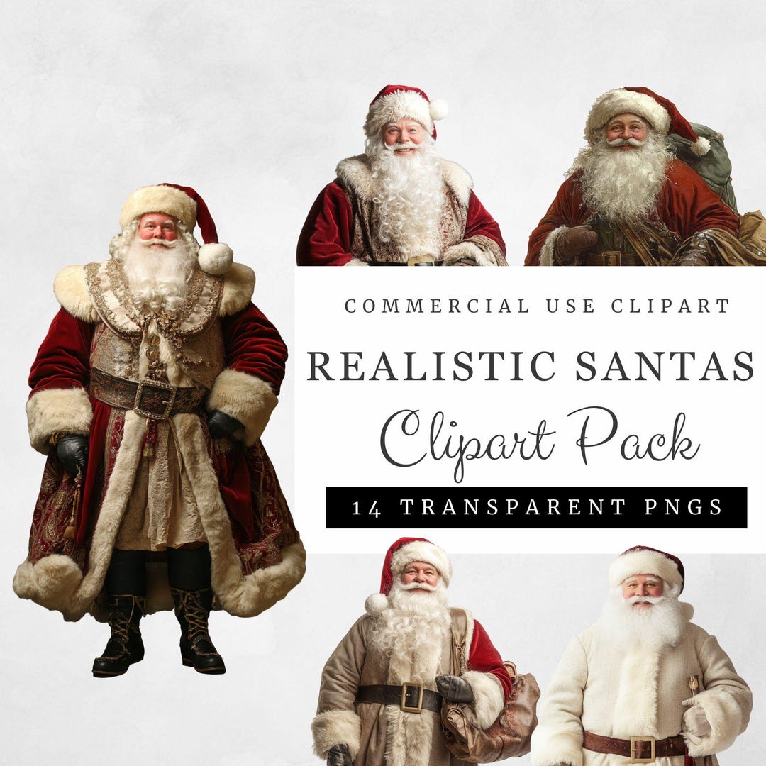 Realistic Old World Santa Clipart, 14 Pngs With Transparent Background ...