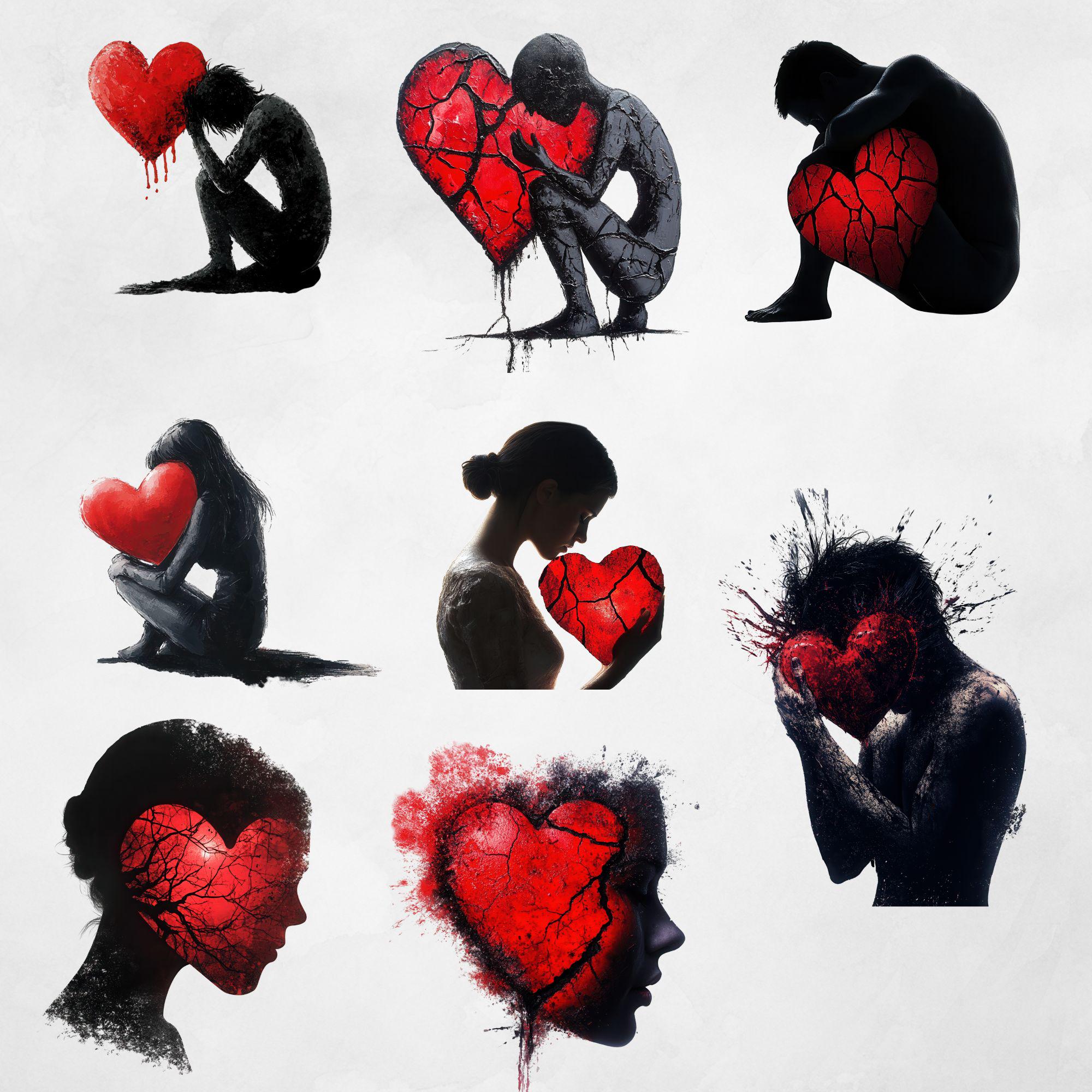 Broken Hearts Clipart Set, 33 Transparent Pngs for Commercial Use ...