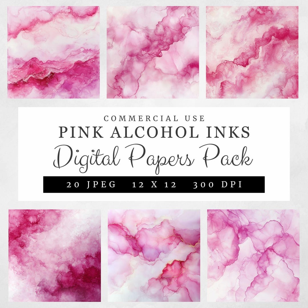 Pink Alcohol Ink Digital Paper Pack, 20 Textured Backgrounds, Soft Pink ...