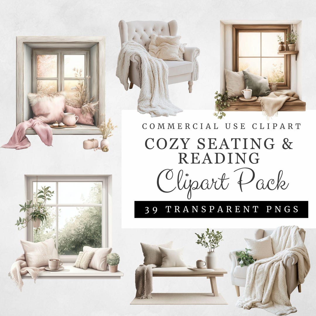 Cozy Seating and Reading Clipart, 39 Transparent Pngs for Commercial ...