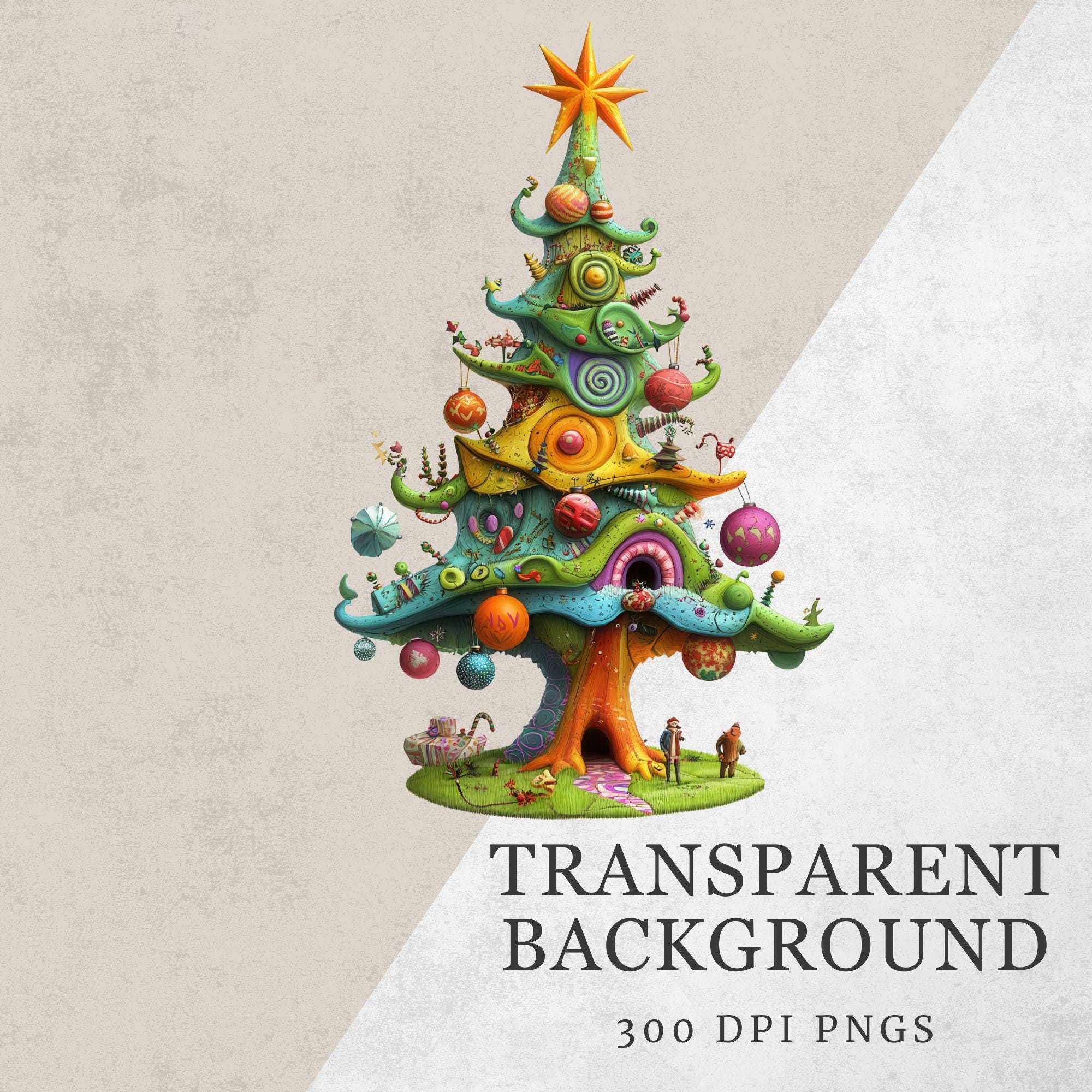 Whimsical Christmas Tree Clipart Pack #2, 21 Pngs With Transparent ...