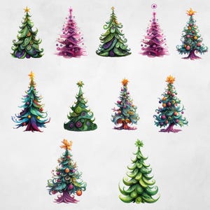 Whimsical Christmas Tree Clipart Pack #1, 17 Transparent Pngs for ...