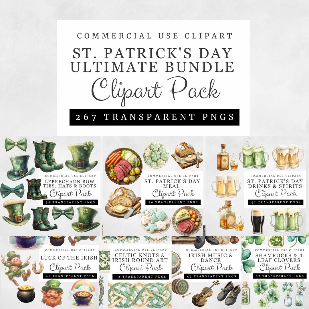 St. Patrick's Day Ultimate Clipart Bundle, 7 Complete Irish Themed ...