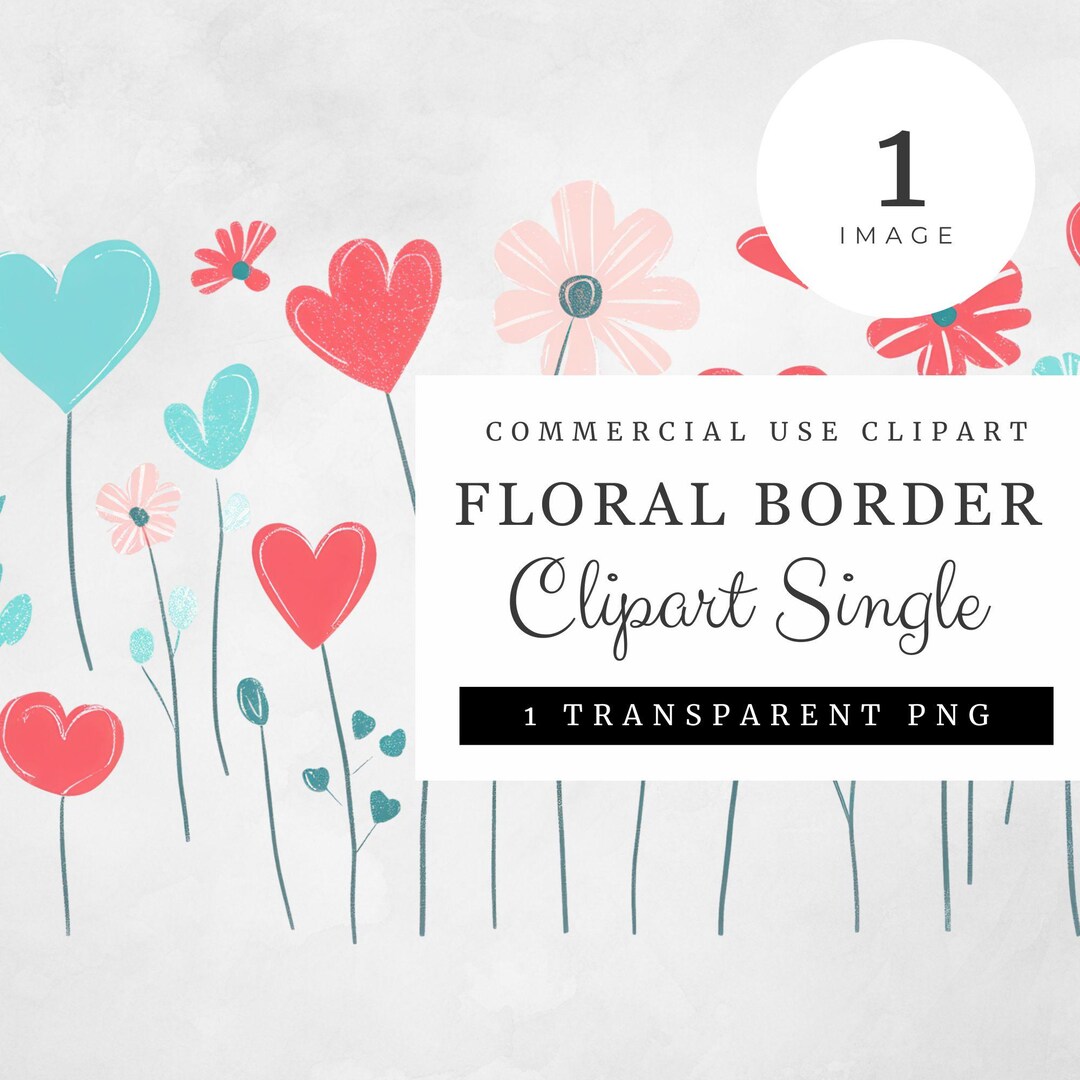 Watercolor Floral Border Clipart for Valentine's Day, 1 PNG With ...
