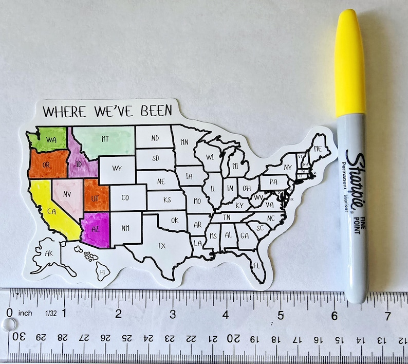 USA Map Die-cut Sticker: Travel Journal, Road Trip Decor - Etsy