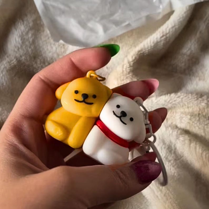 Couple Magnetic Puppy Keychain Set, Cute Dog Pendant Charm, Friends ...