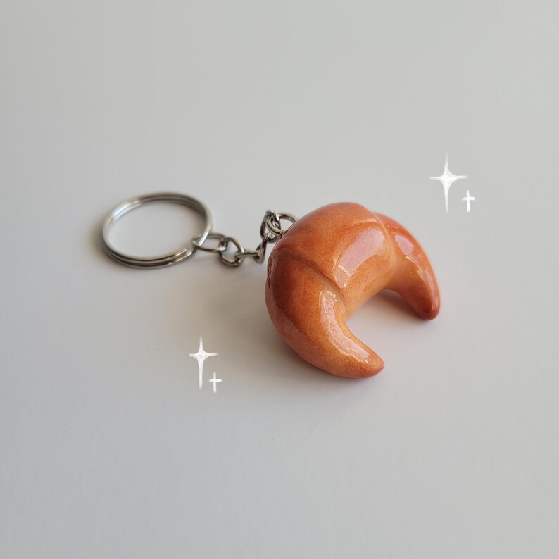 Cute Croissant Clay Keychain - Etsy