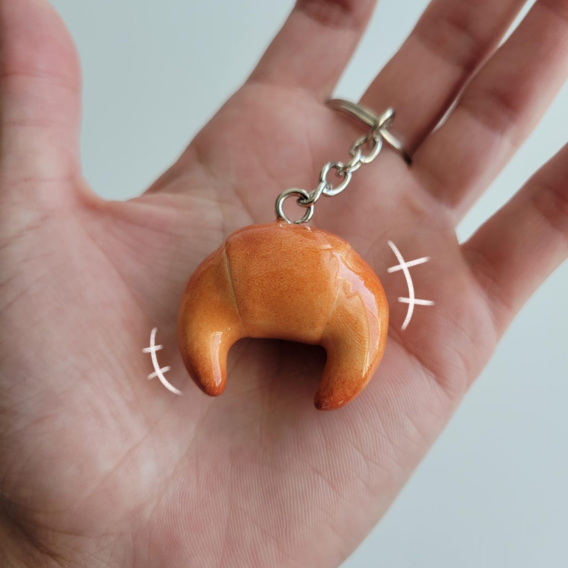 Cute Croissant Clay Keychain - Etsy