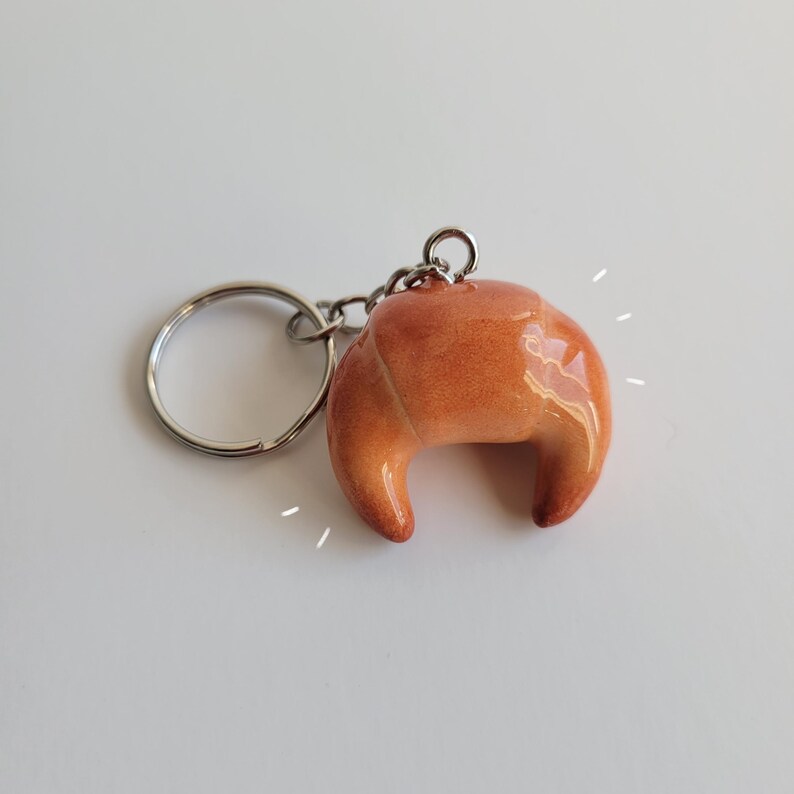 Cute Croissant Clay Keychain - Etsy