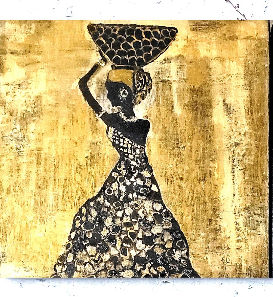 African Water Carrier: Abstract African Art, Small Canvas (12x12) - Etsy