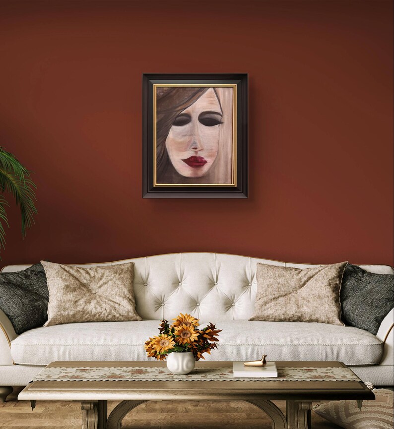 Original Oil Painting Abstract Woman Portrait – Modern Figurative Wall ...