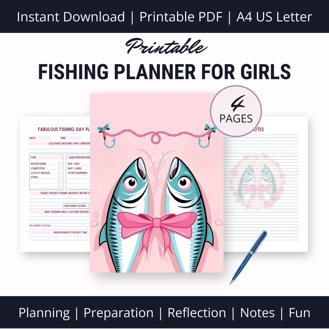 Cute Fishing Planner Insert, Sassy Sardine Notebook, Customizable Gift ...