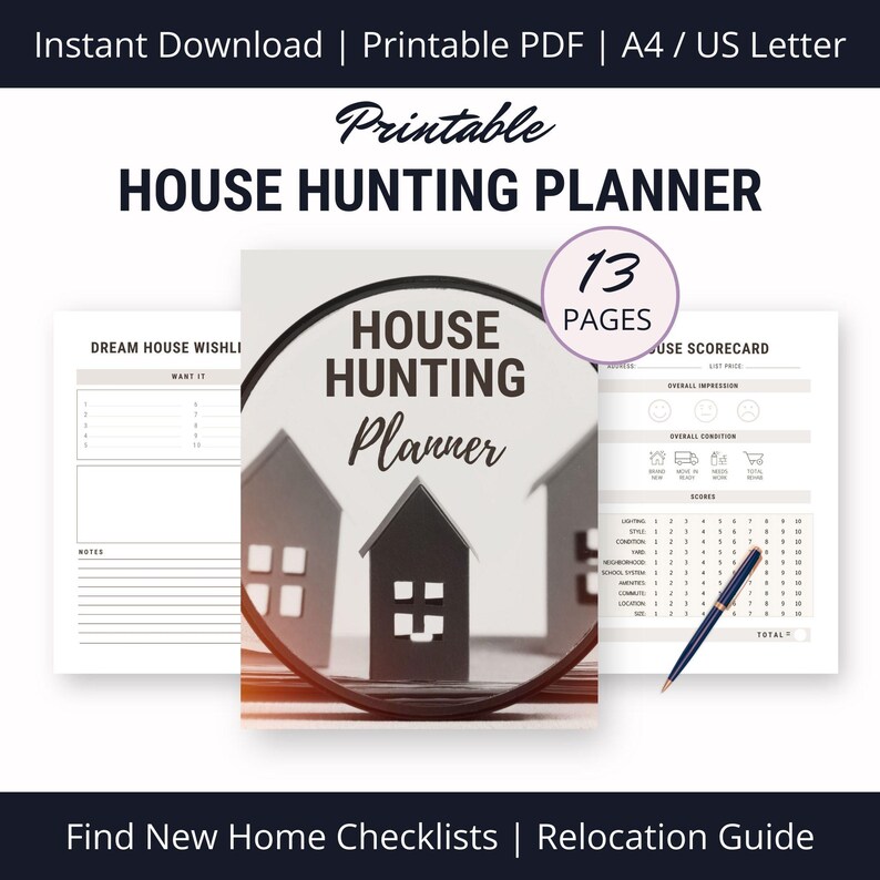 House Hunting Planner Insert Printable PDF Pages, Find New Home ...