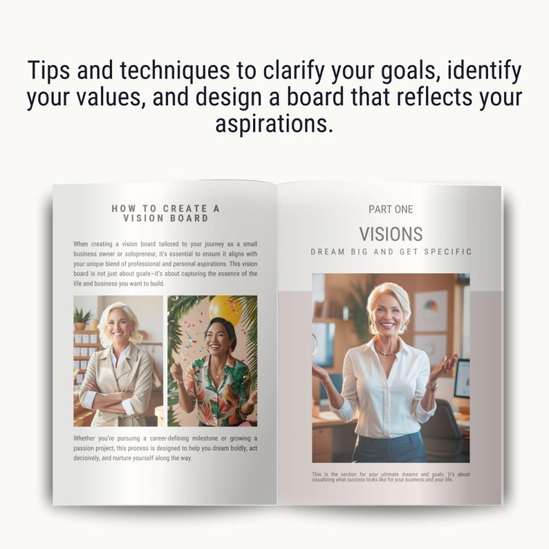 Create a Vision Board, Step by Step Guide Workbook and Canva Templates ...