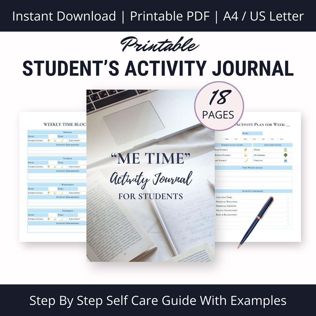 Planner and Journal for Students, Step by Step Self Care Guide PDF, Me ...