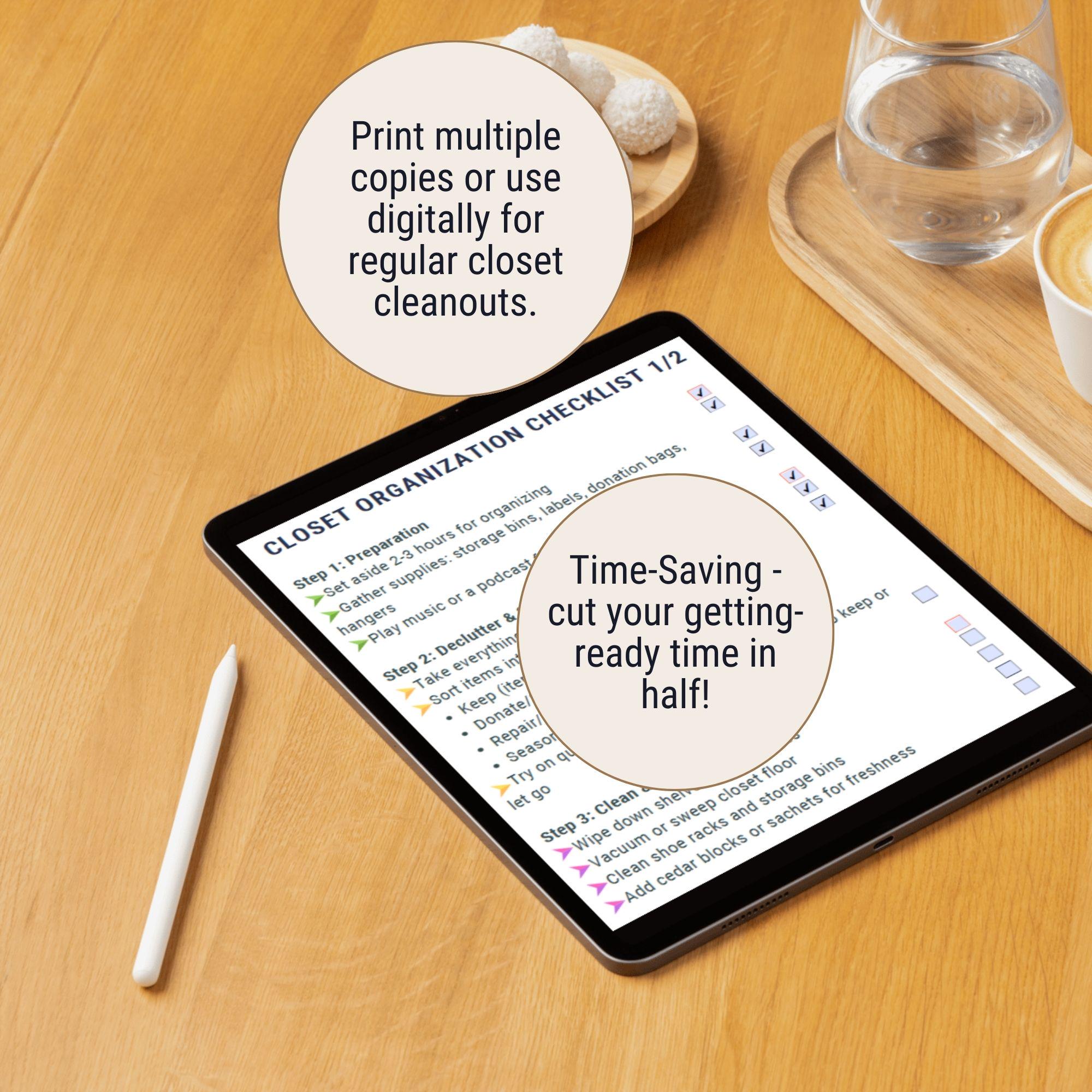 Closet Cleanout Planner Insert Checklist, Clothing Declutter and ...