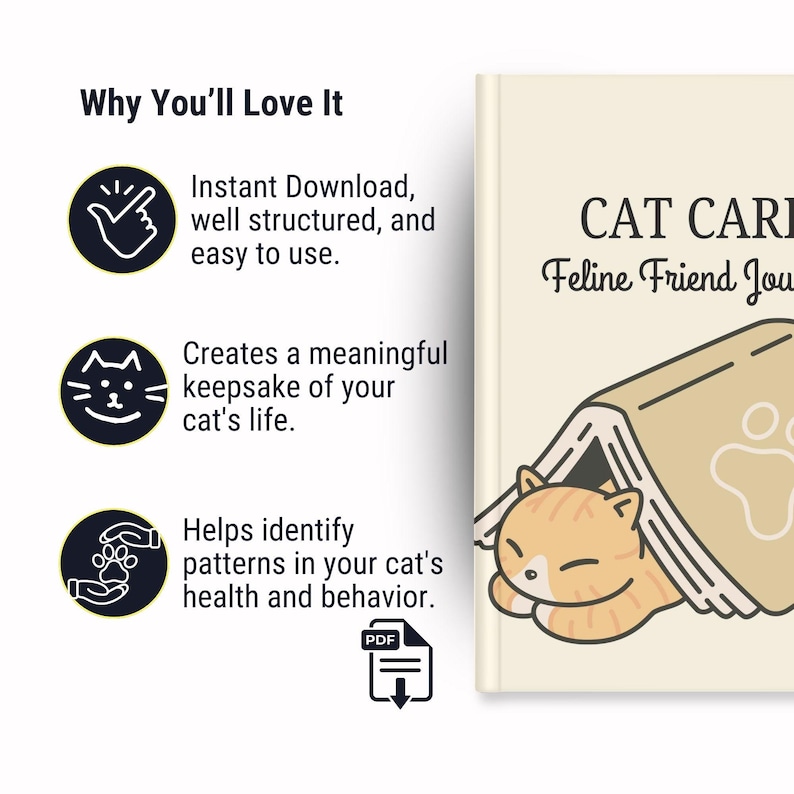 Cat Care Activity and Health Journal, Printable Kitten Owner Planner ...