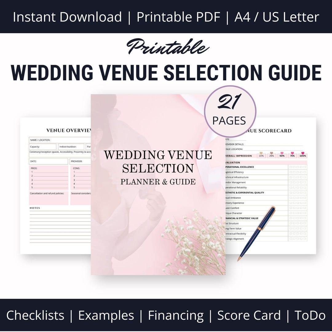 Wedding Venue Selection Step by Step Printable Guide, Celebration ...
