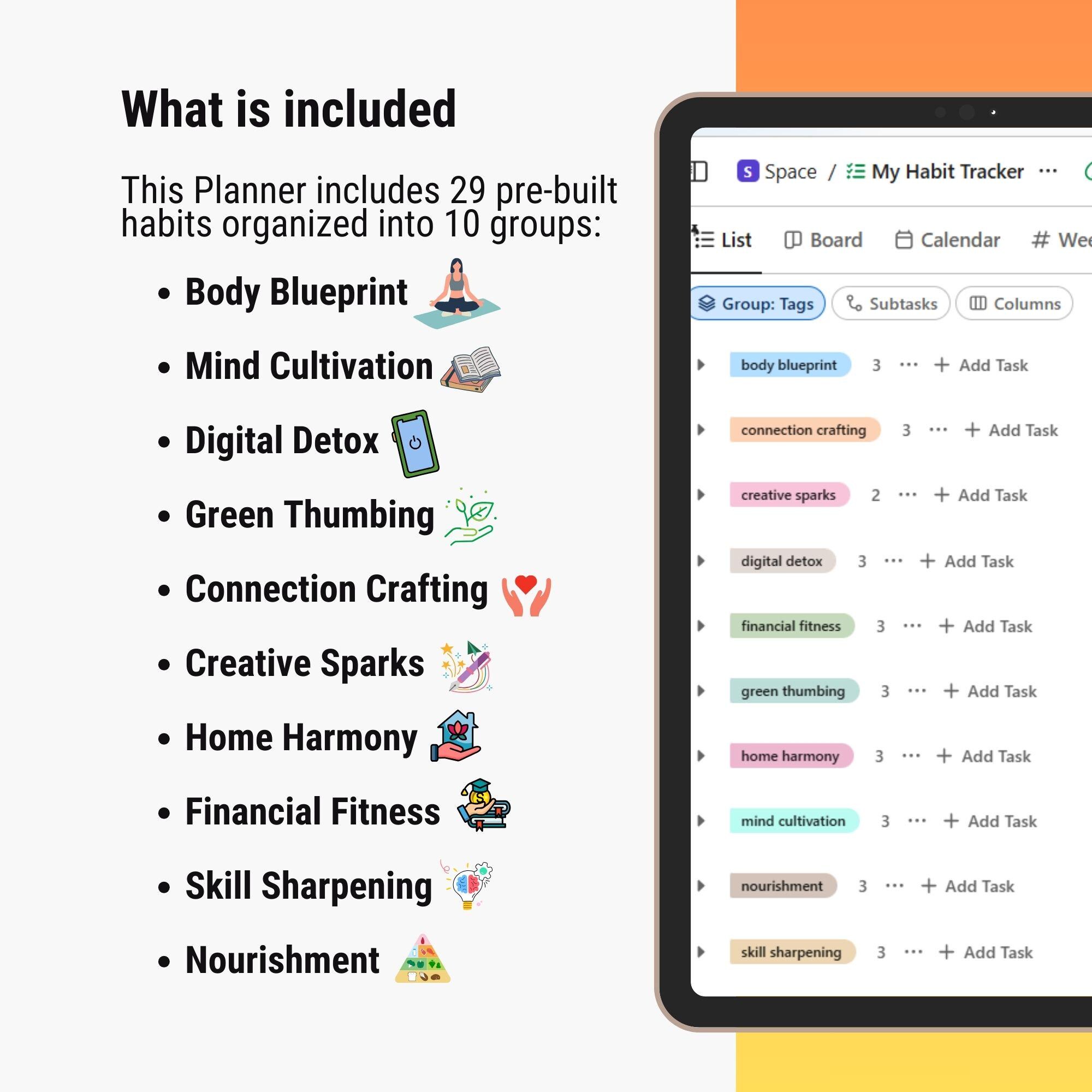 Clickup Habit Tracker, Customizable Mobile App, Free Editable, Build ...