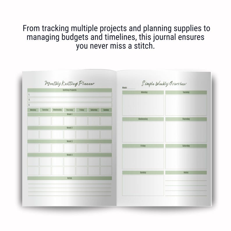 Knitting Planner Journal Printable, Craft Project Planning Templates ...