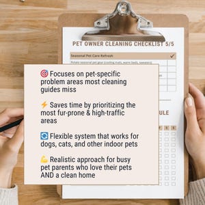 Pet Owner Cleaning Checklist Printable Pages PDF, 15-30-60 Minutes ...