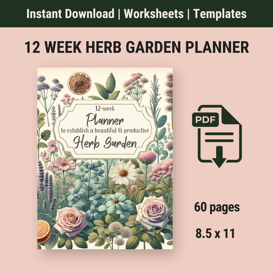 Herb Garden Planner Printable PDF, 12 Week Quarterly Planning ...