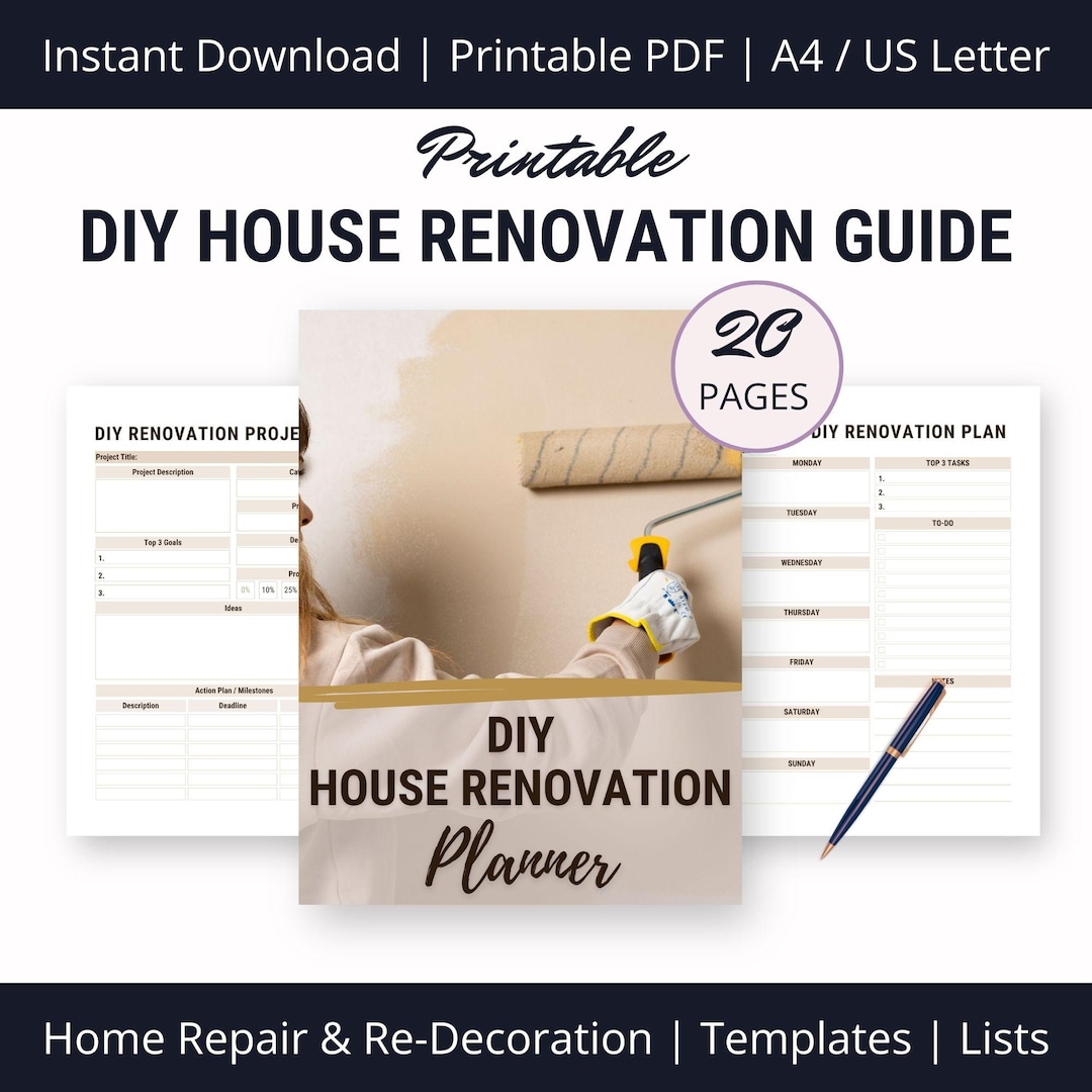 DIY House Renovation Planner Printable PDF, Home Repair Re-decoration ...
