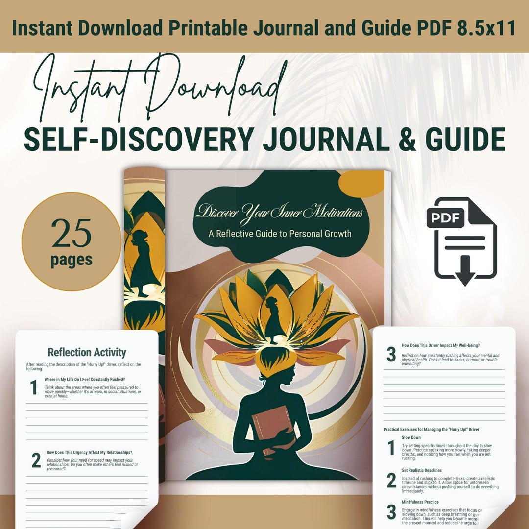 Self Discovery Journal Printable, Reflection Journaling Prompts, Self ...