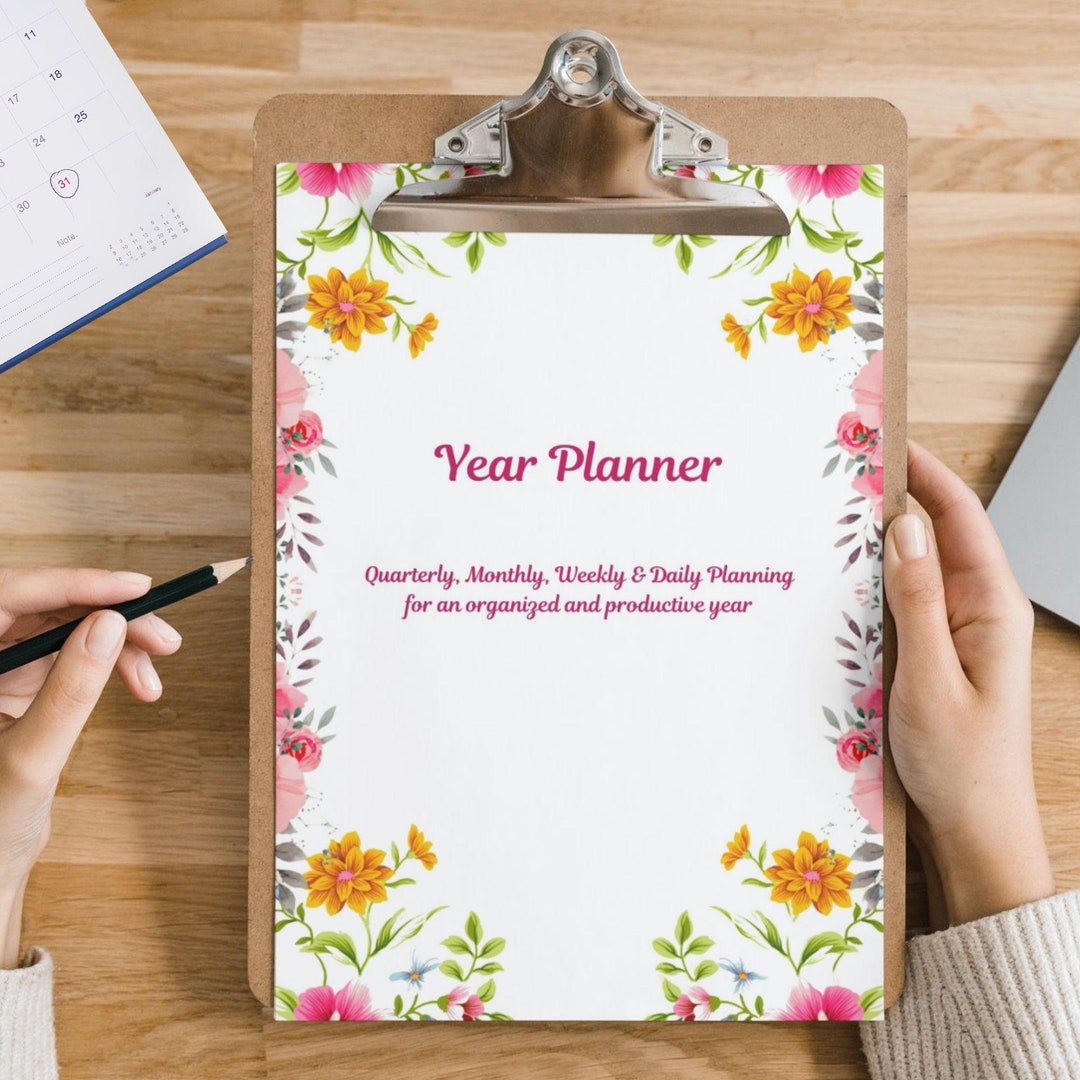 Year Planner Printable: Quarterly, Monthly, Weekly and Daily Planning ...