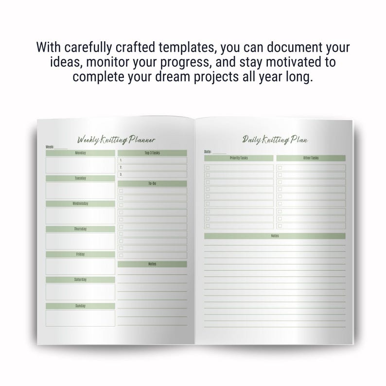 Knitting Planner Journal Printable, Craft Project Planning Templates ...