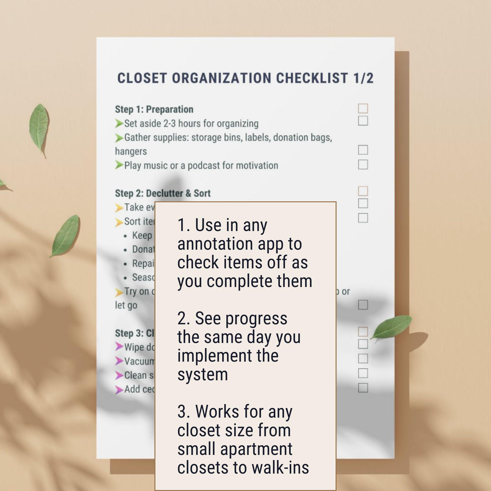 Closet Cleanout Planner Insert Checklist, Clothing Declutter and ...