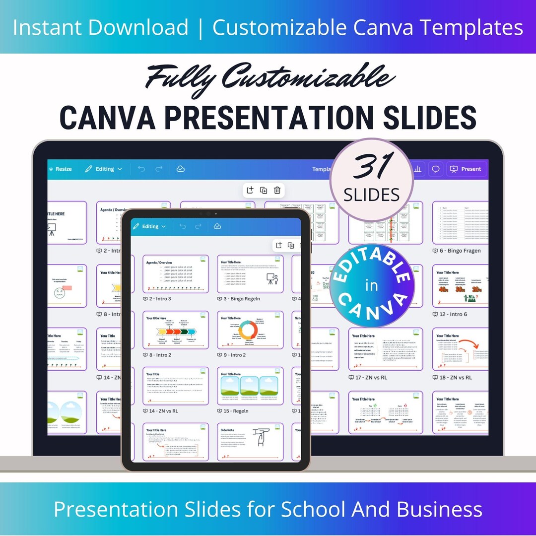 Fully Customizable Canva Presentation Template for School Projects ...