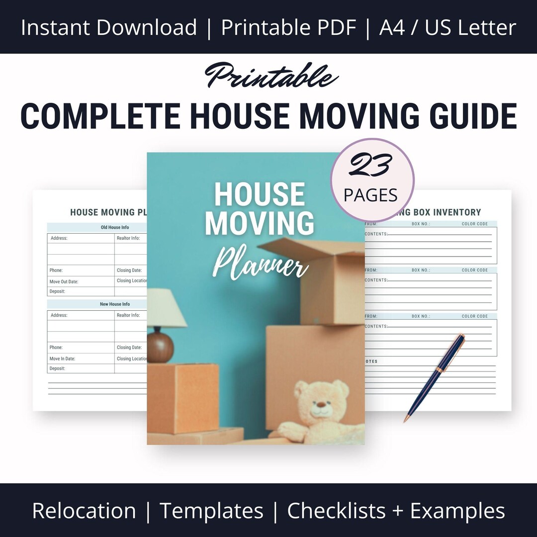 House Moving Planner Inserts Printable PDF, Move in New Home Checklist ...