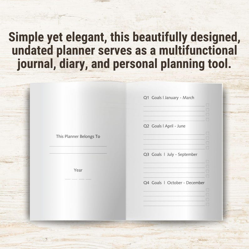 Year Planner Printable PDF KDP Insert Quarterly Monthly Weekly and ...