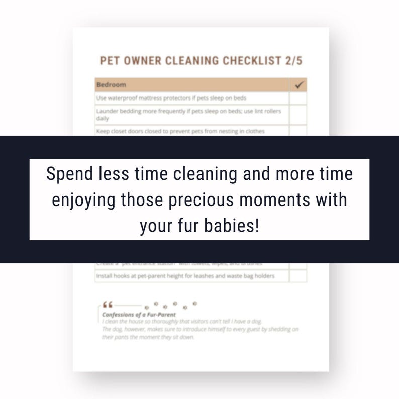Pet Owner Cleaning Checklist Printable Pages PDF, 15-30-60 Minutes ...