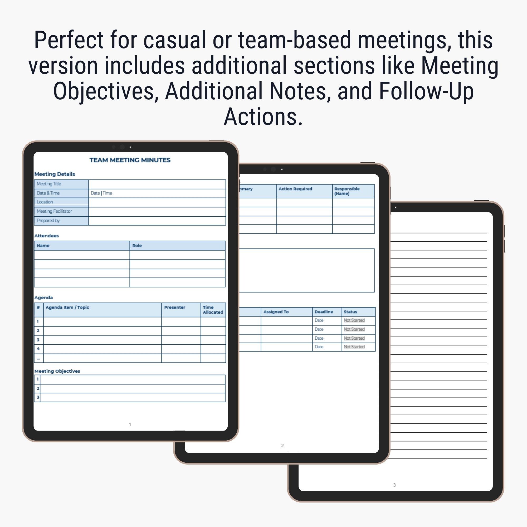 Meeting Minutes Editable Fillable Templates, Simple Notes Google Drive ...