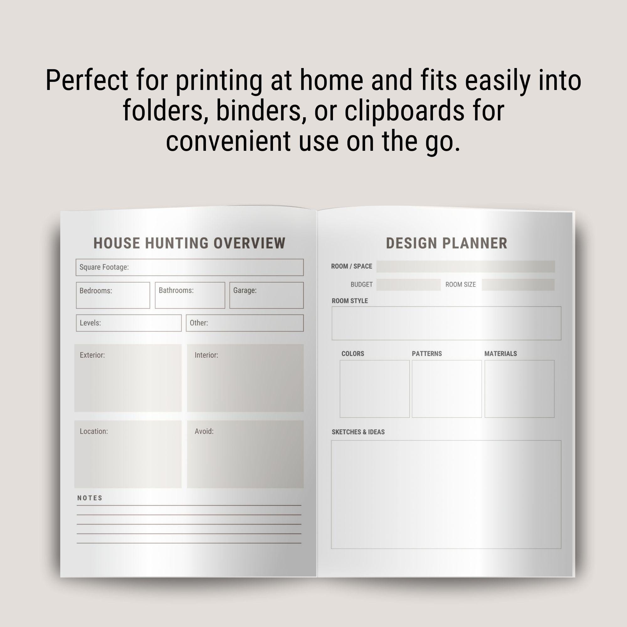 House Hunting Planner Insert Printable PDF Pages, Find New Home ...