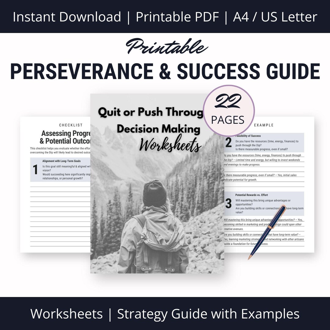 Step by Step Perseverance Guide, Strategy Plan, Make Decision Workbook ...
