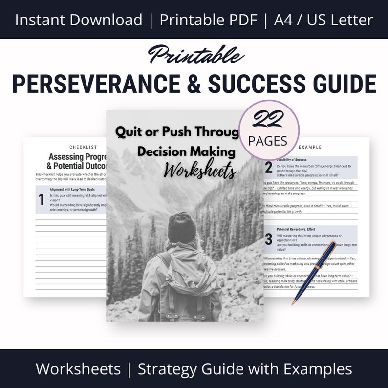 Step by Step Perseverance Guide, Strategy Plan, Make Decision Workbook ...