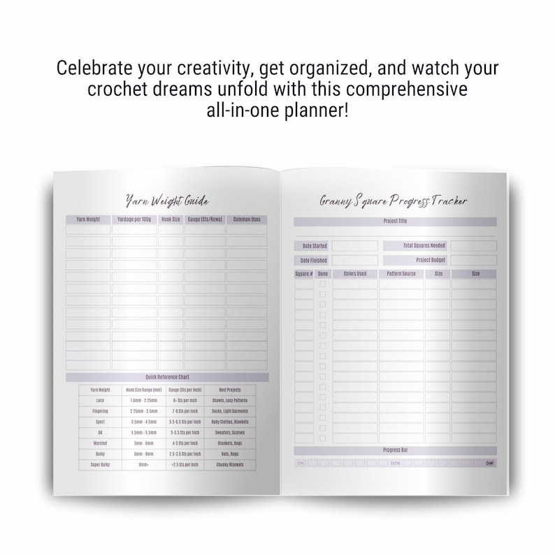 Crochet Planner Journal Printable, Craft Project Planning Templates 8.5 ...