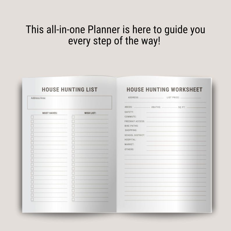 House Hunting Planner Insert Printable PDF Pages, Find New Home ...
