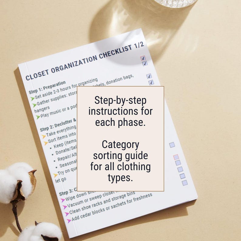 Closet Cleanout Planner Insert Checklist, Clothing Declutter and ...