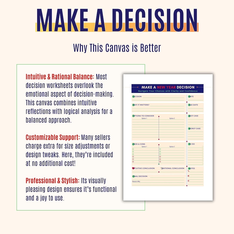 Make Decision Help Printable Template, Journal Inserts, Planner ...