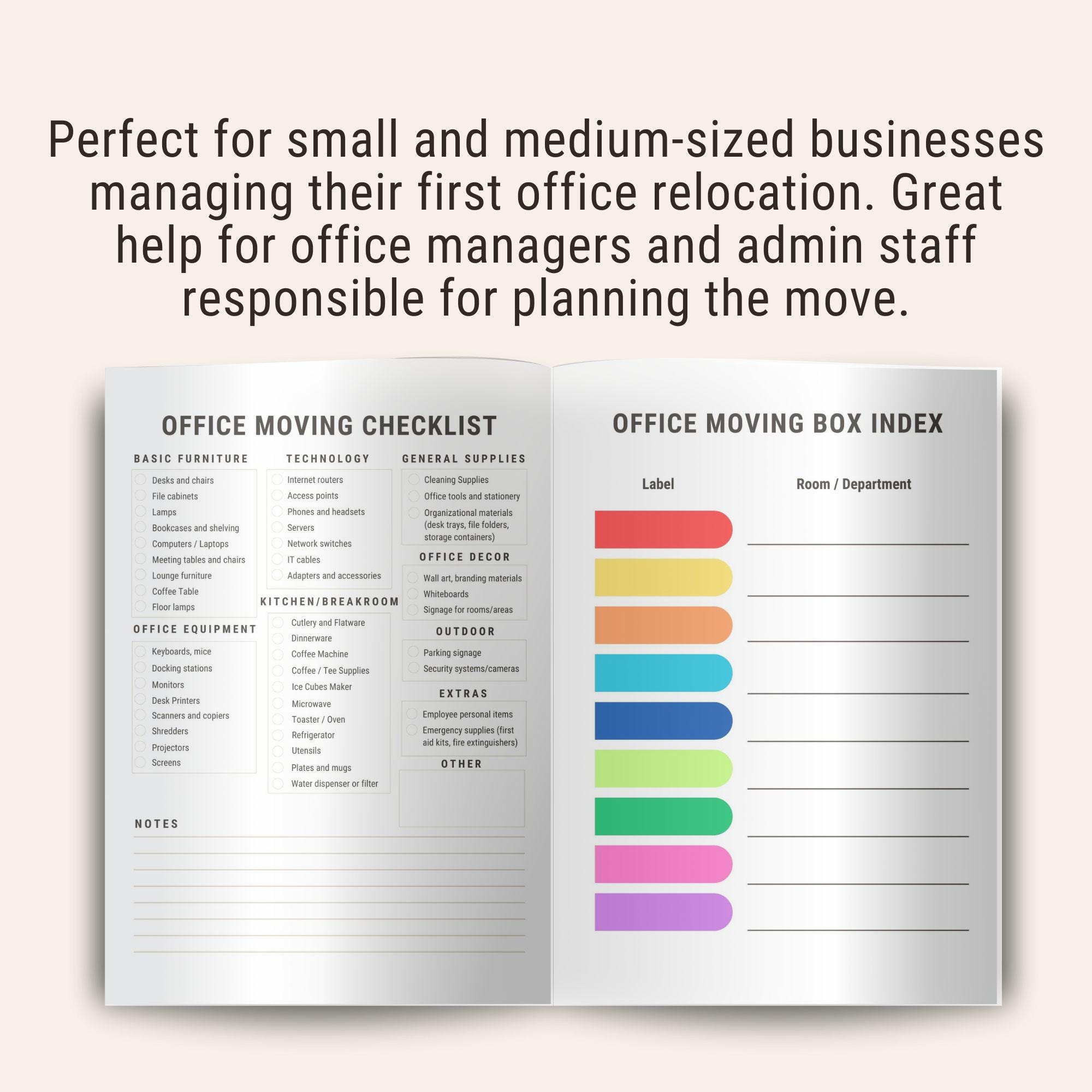 Office Moving Planner Inserts Printable PDF Move in New Office ...