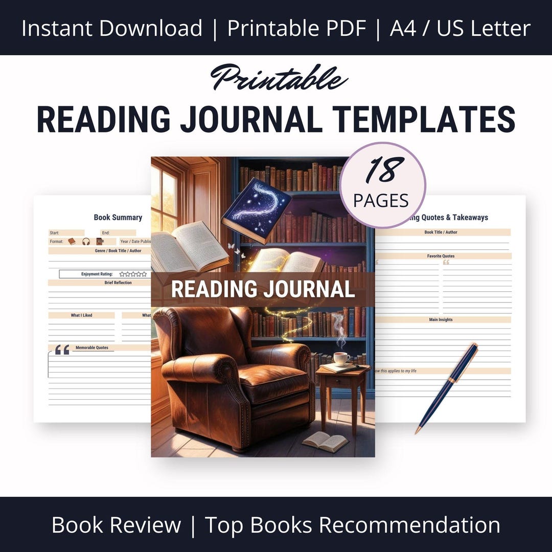 Reading Journal Printable Templates, Guided Readers Logbook, Top Reads ...