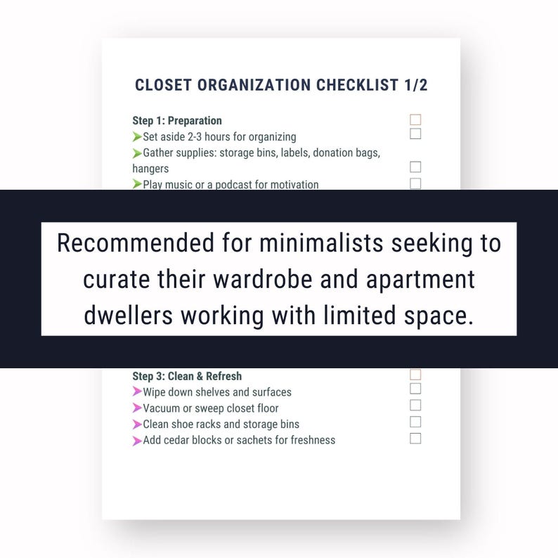 Closet Cleanout Planner Insert Checklist, Clothing Declutter and ...